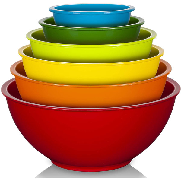 ZLI Ensemble de 6 bols à mélanger en plastique, bols de service colorés ... ZLI Ensemble de 6 bols à mélanger en plastique, bols de service colorés ...